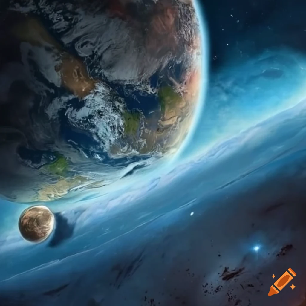 Earth with a large gash from a meteor impact on Craiyon