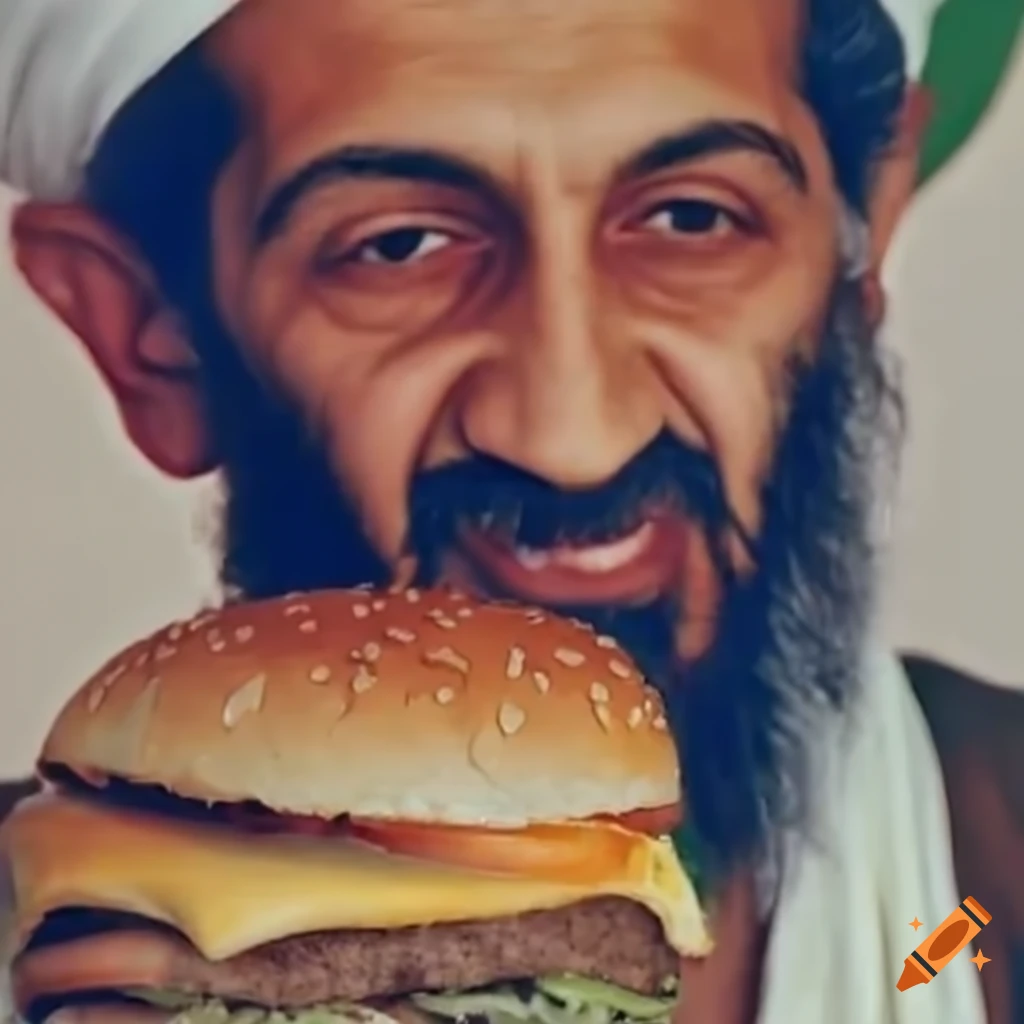 Man with black beard enjoying a burger on Craiyon