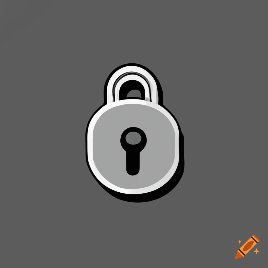 Minimalistic black and white game lock icon on Craiyon