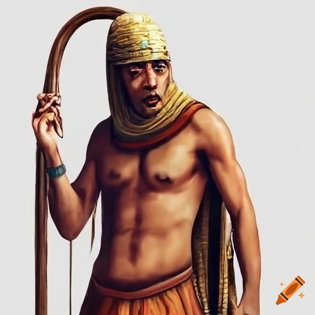 Medieval egyptian slave worker in front of a white background on Craiyon