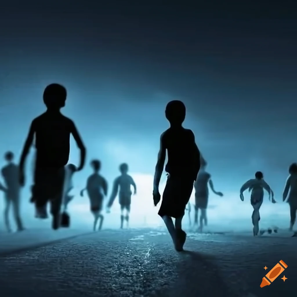 Algerian boys running in the dark on Craiyon