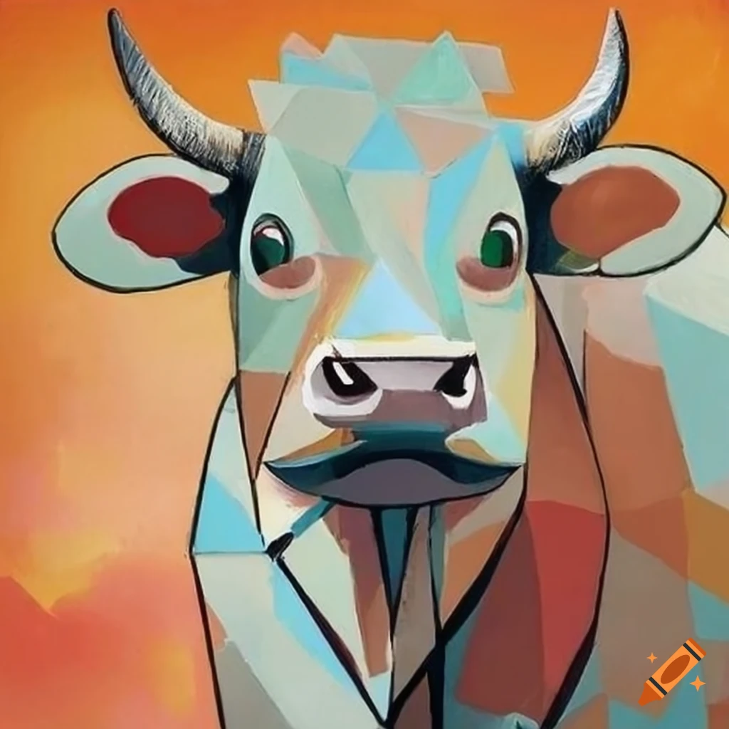 Cubist painting of a cow on Craiyon