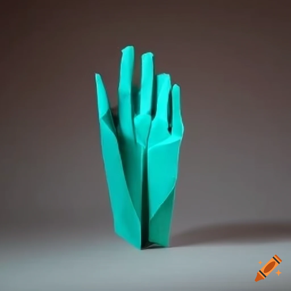 Artfully arranged origami hand sculpture on Craiyon