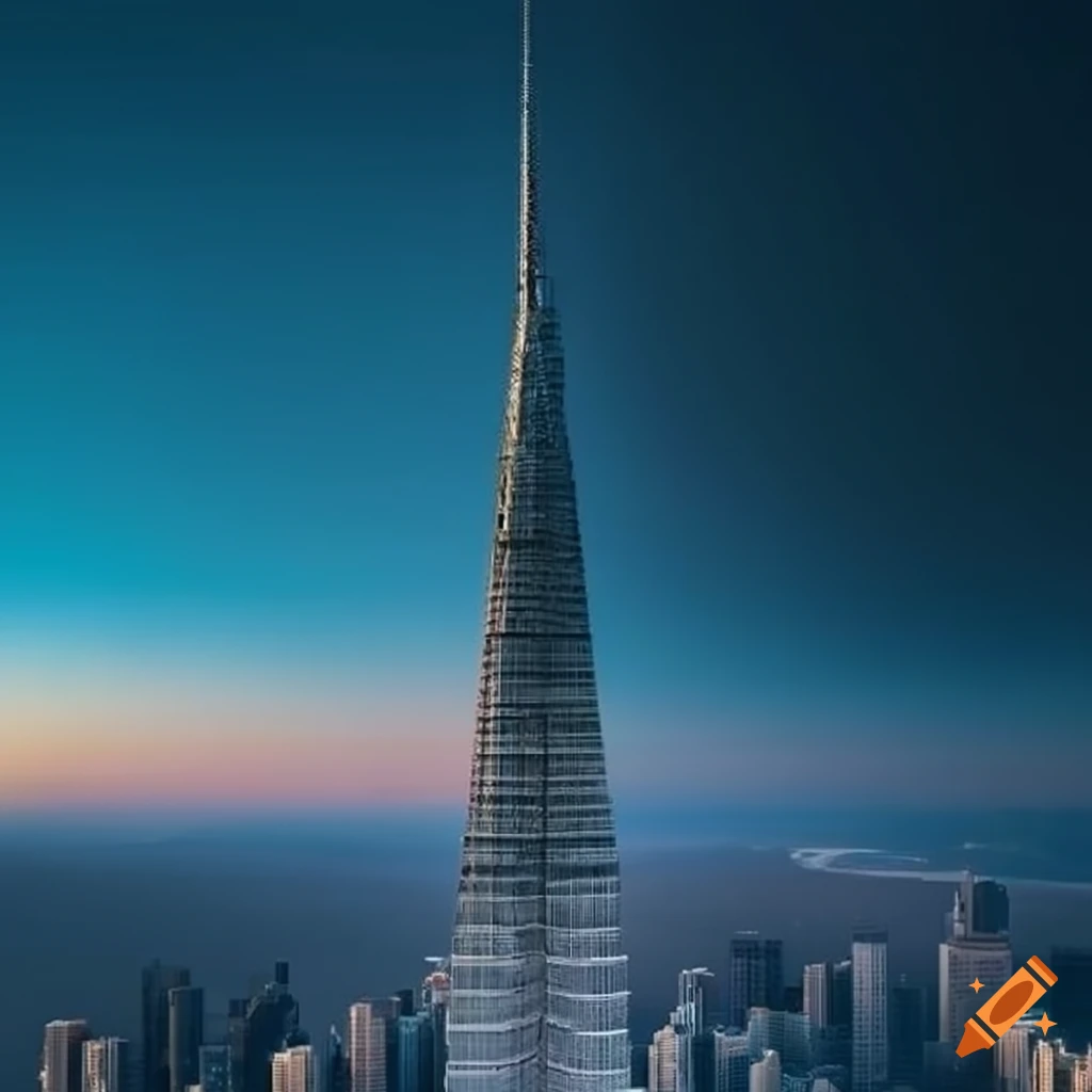 Modern futuristic gray panoramic tower on Craiyon