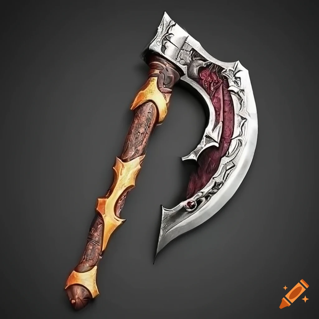 Legendary axe with steel phoenix wings on Craiyon