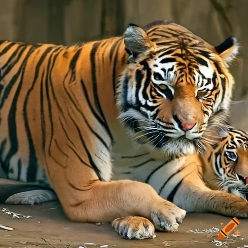 Tiger with his companion on Craiyon