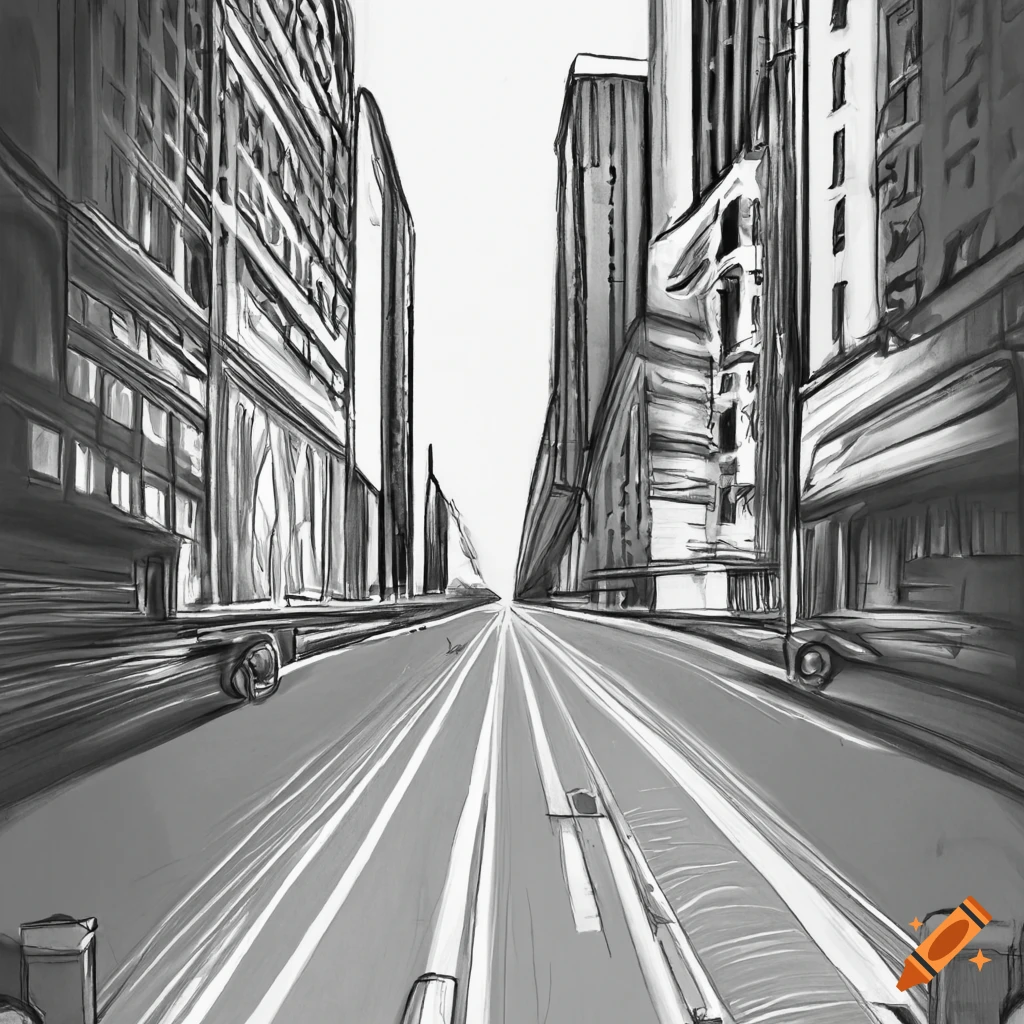 One point perspective road on Craiyon