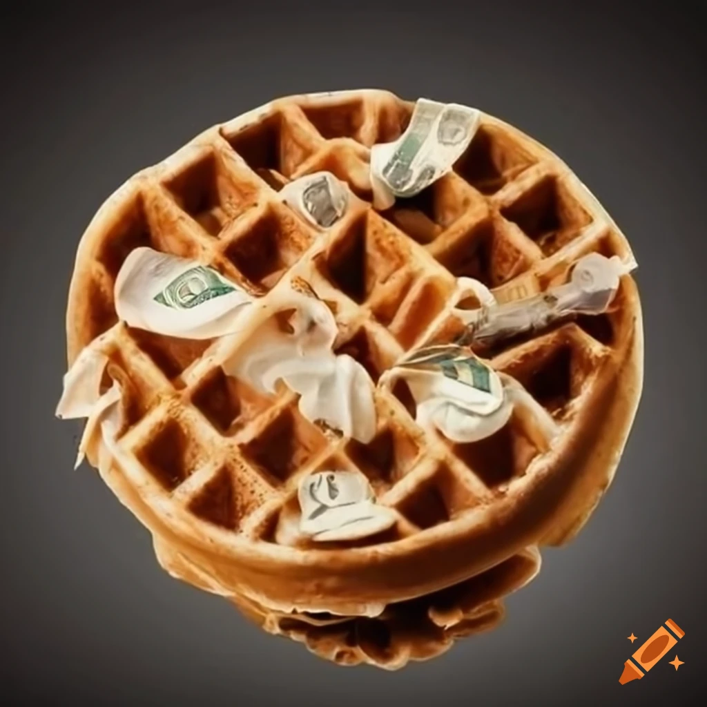 Waffle with money on Craiyon