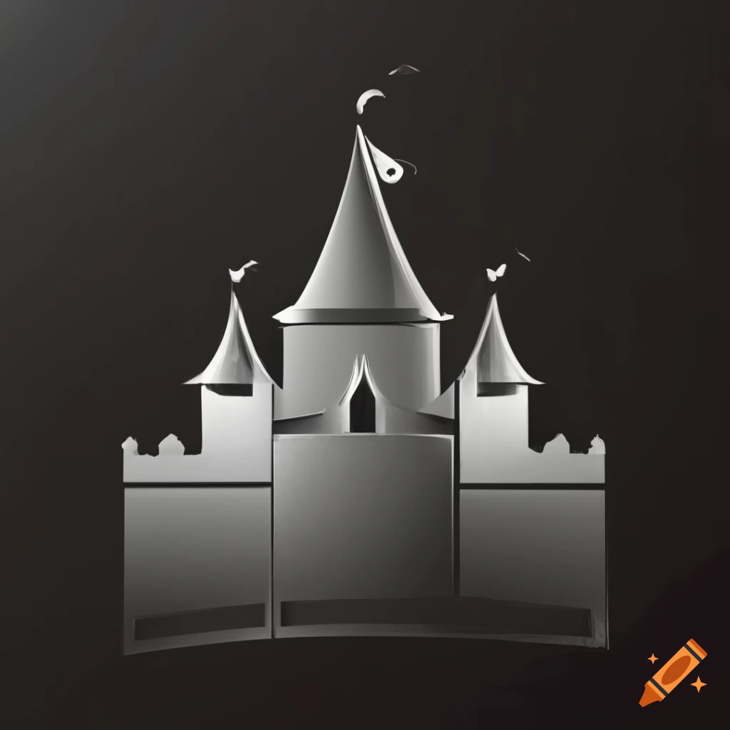 Beautiful and elegant silver castle logo design on Craiyon