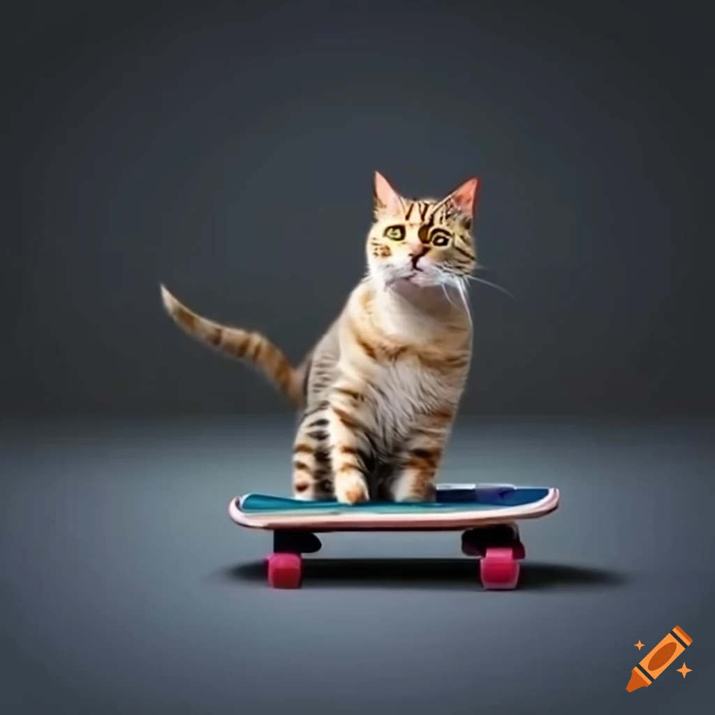 Cat skateboarding on Craiyon