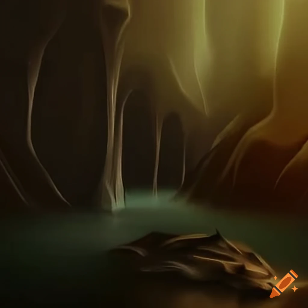 Rugged island with intimidating cliffs and mysterious caves on Craiyon