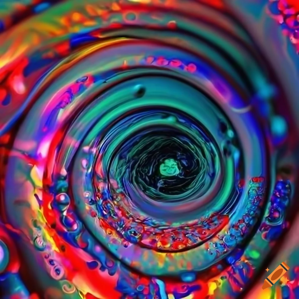 Vivid abstract art with intricate details and a giant eye surrounded by ...