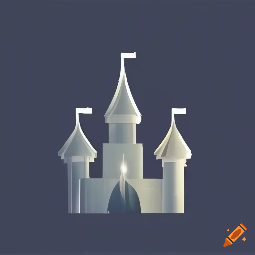 Beautiful silver castle logo design on Craiyon