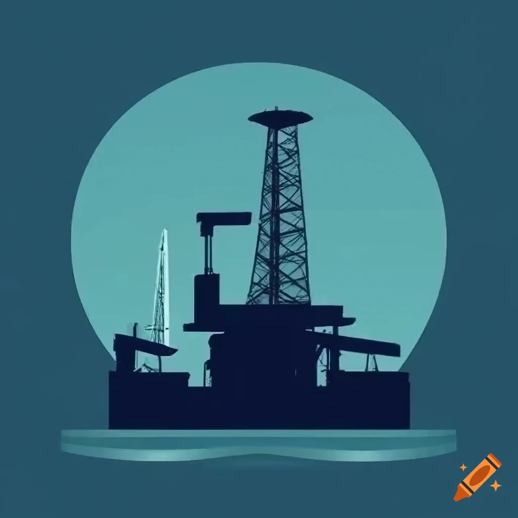 Silhouette of an oil rig in a simple style on Craiyon