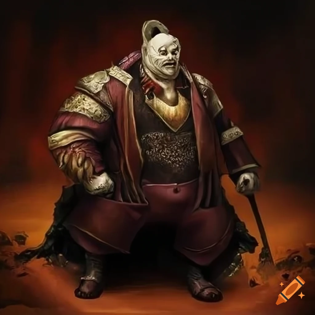 Evil fantasy baron standing on a road on Craiyon