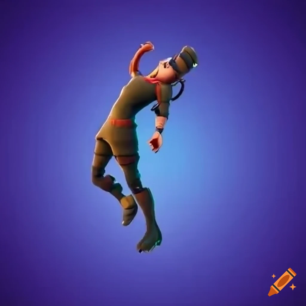 Fortnite character in mid-air with dramatic expression on Craiyon
