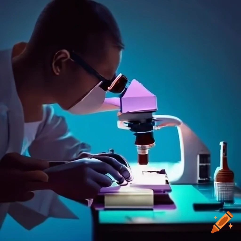 Person repairing smartphone with a mobile repairing microscope in a lab ...