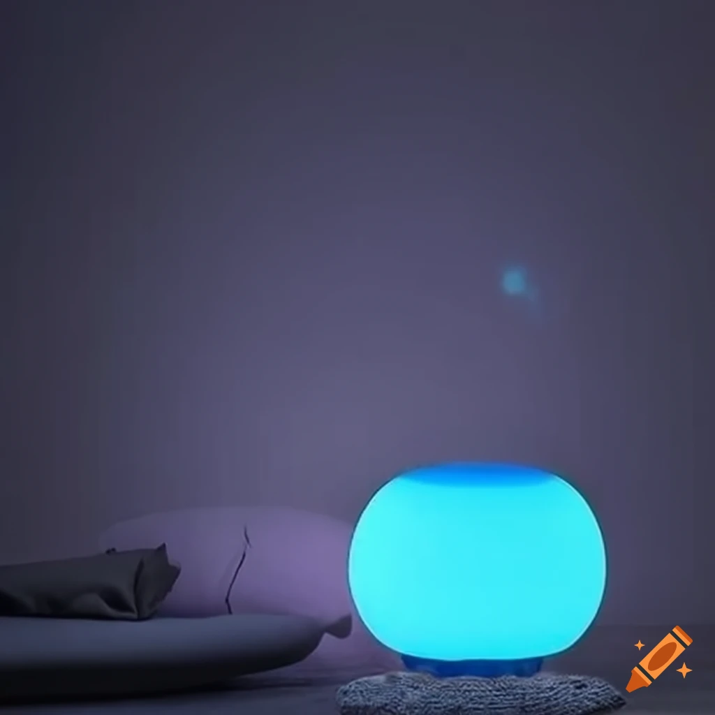 Smart bedroom lamp with blue light for mental health support on Craiyon