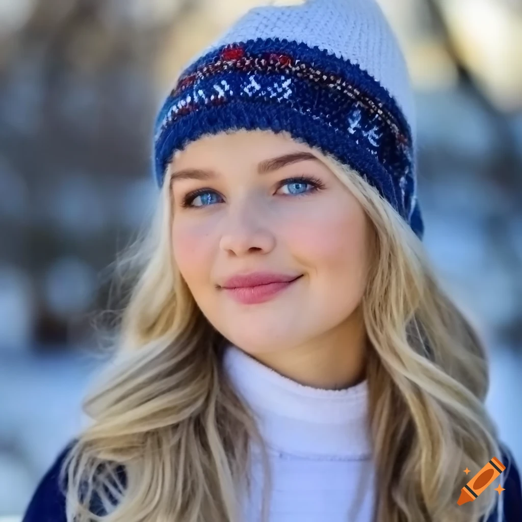 Portrait Of A Swedish Blonde Girl In Traditional Attire Smiling Shyly