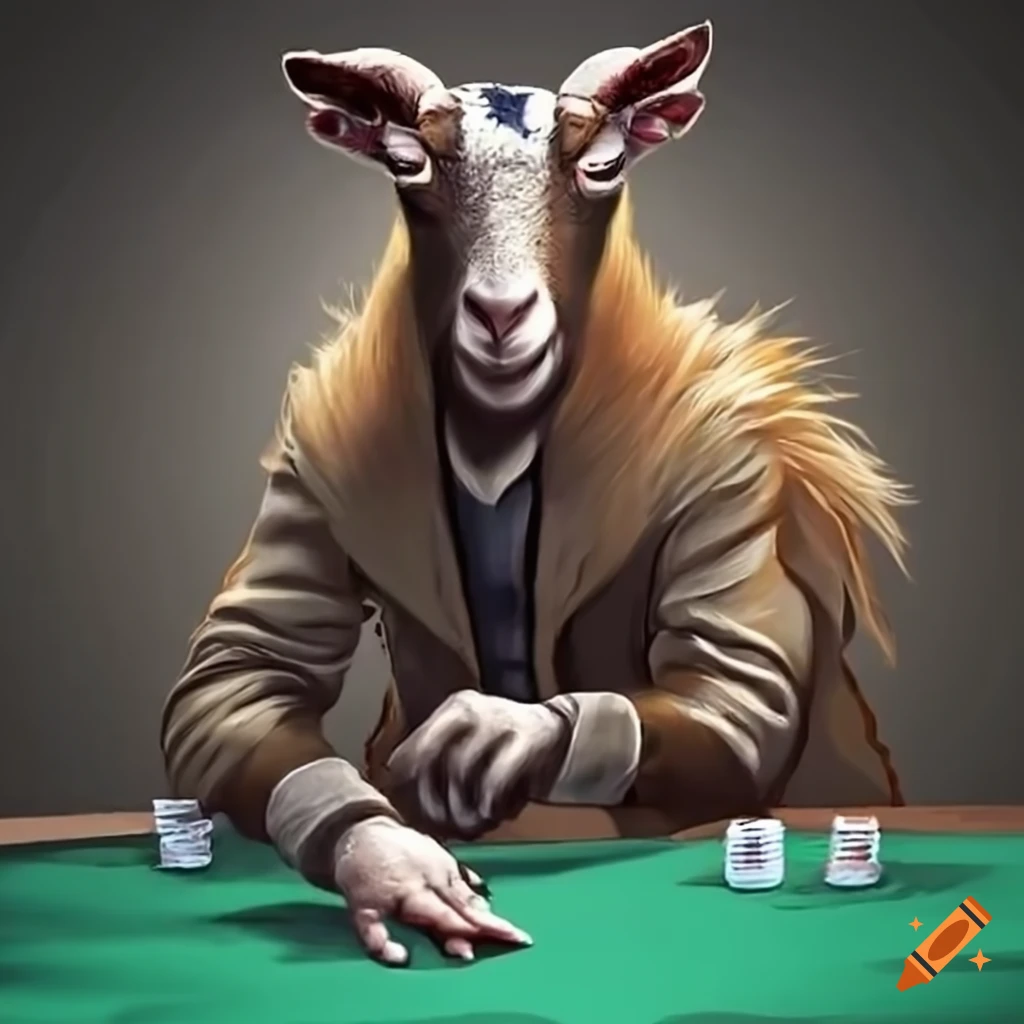 Goat playing poker on Craiyon