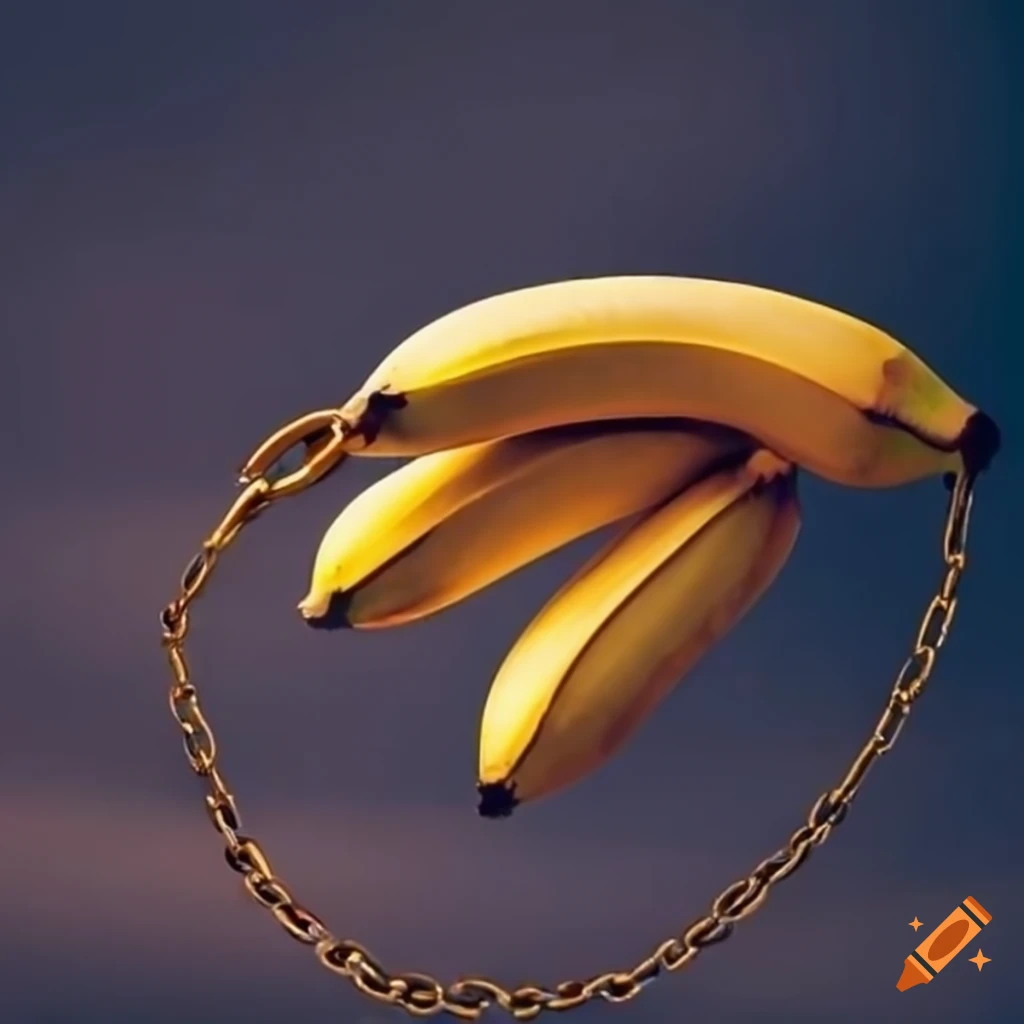 Golden bananas falling from the sky with a chain on Craiyon