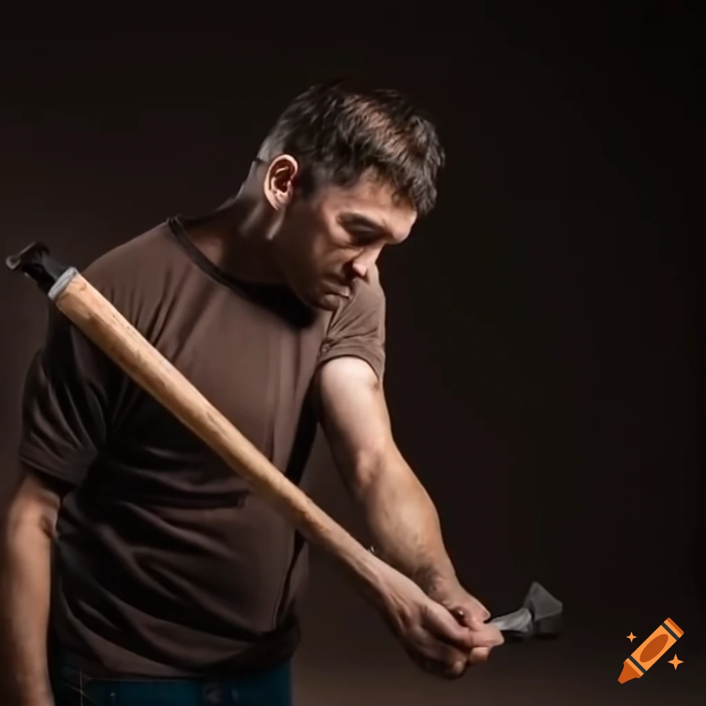 Man using a hammer on Craiyon