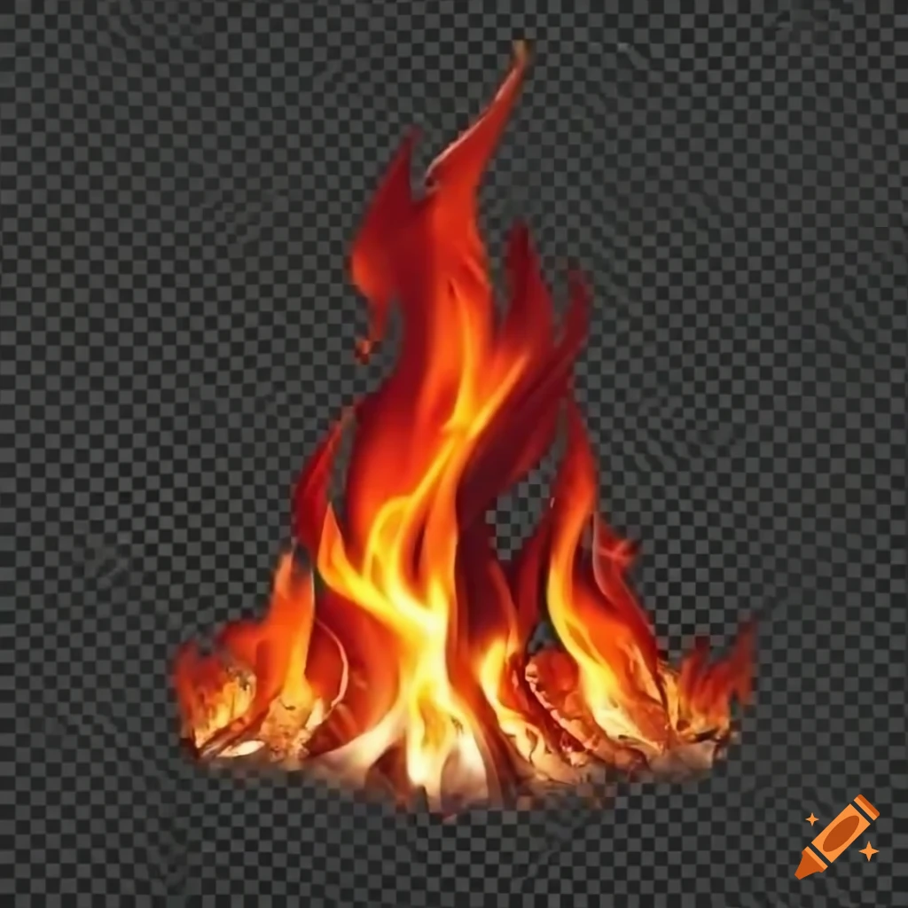 Tall thin bonfire flame animation with alpha-channel on Craiyon