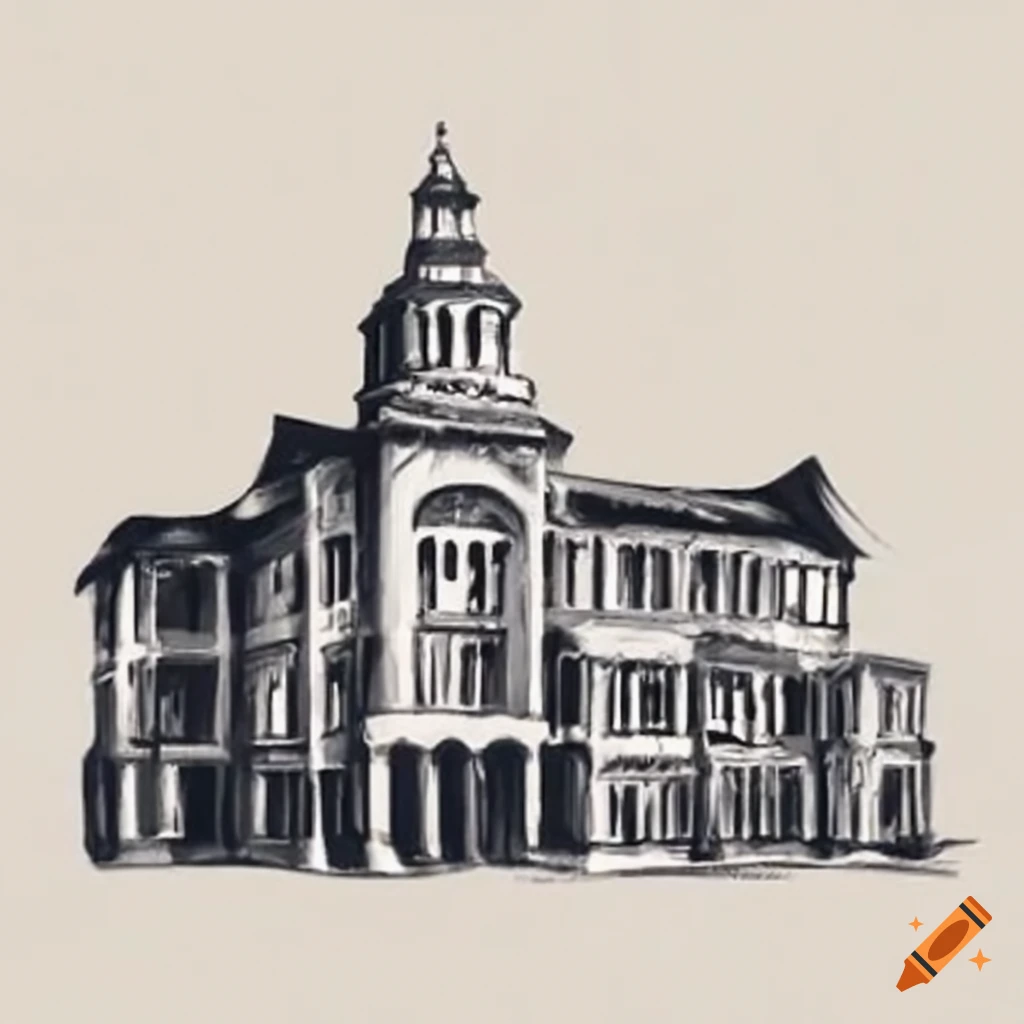 Art of a school building on Craiyon