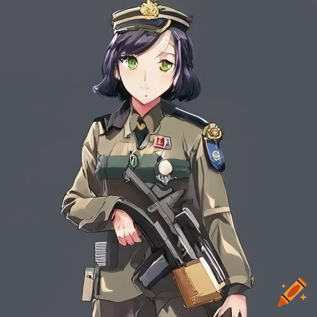 Anime female police marshal military with medals on Craiyon