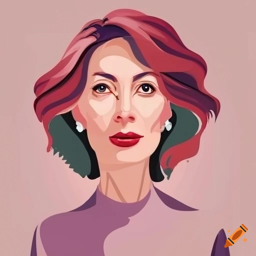 Vector illustration of a mature woman on Craiyon