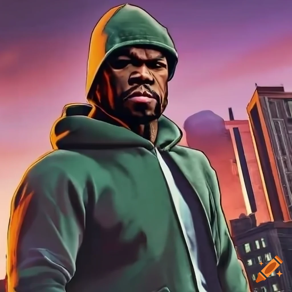Rapper in gta-themed setting with toy props on Craiyon