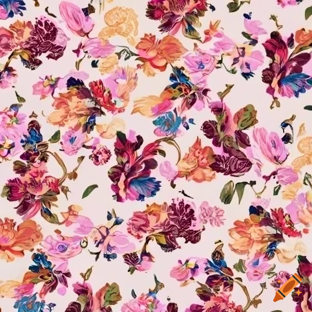 Pretty floral pattern on seamless cotton fabric on Craiyon