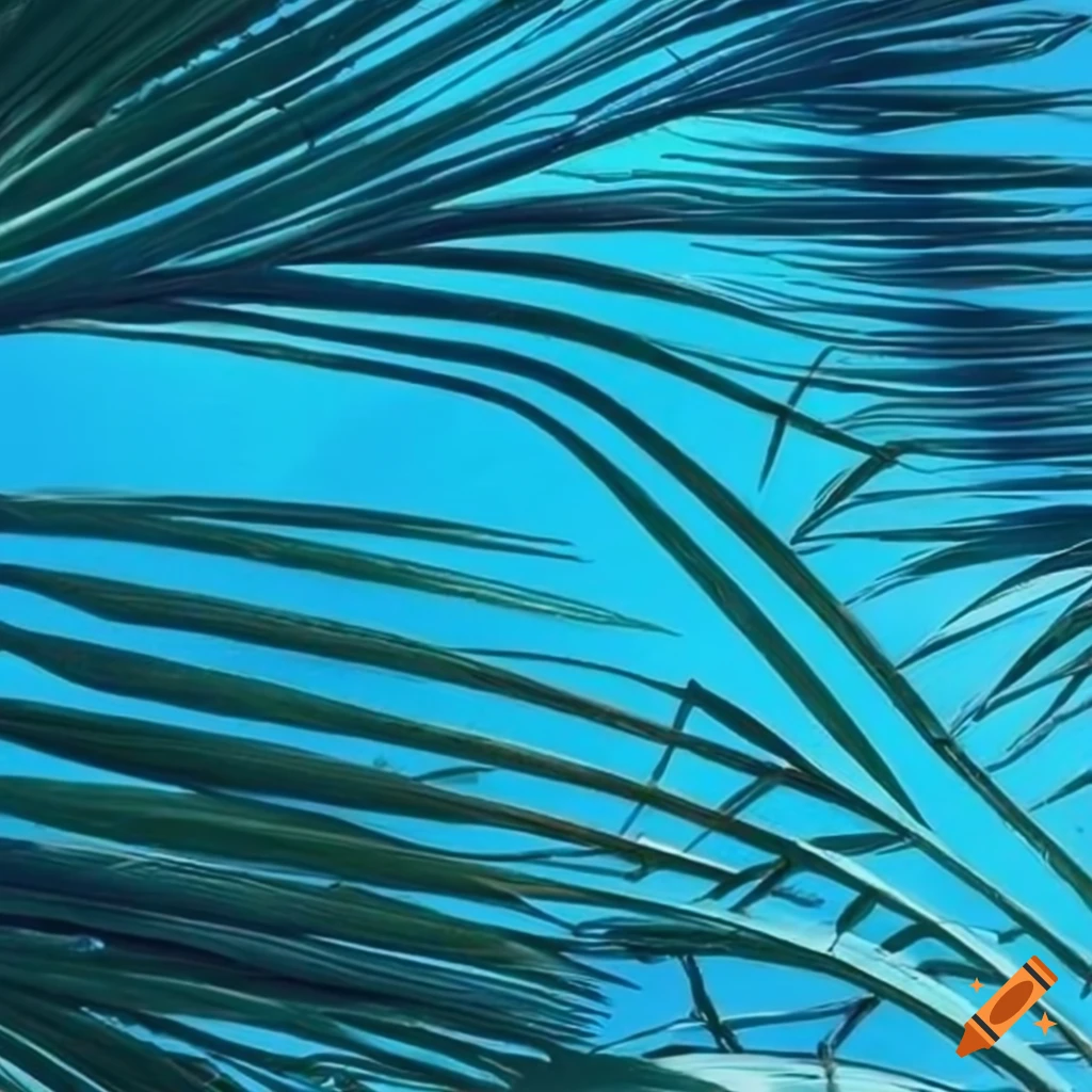 Blue palm tree leaf on Craiyon