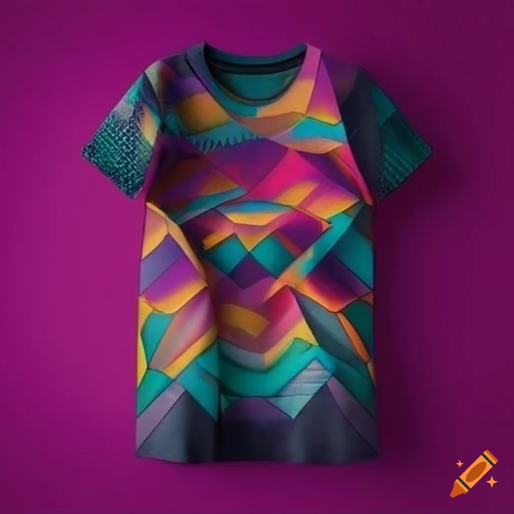 Modern fashion statement geometric print t-shirt with depth perception ...