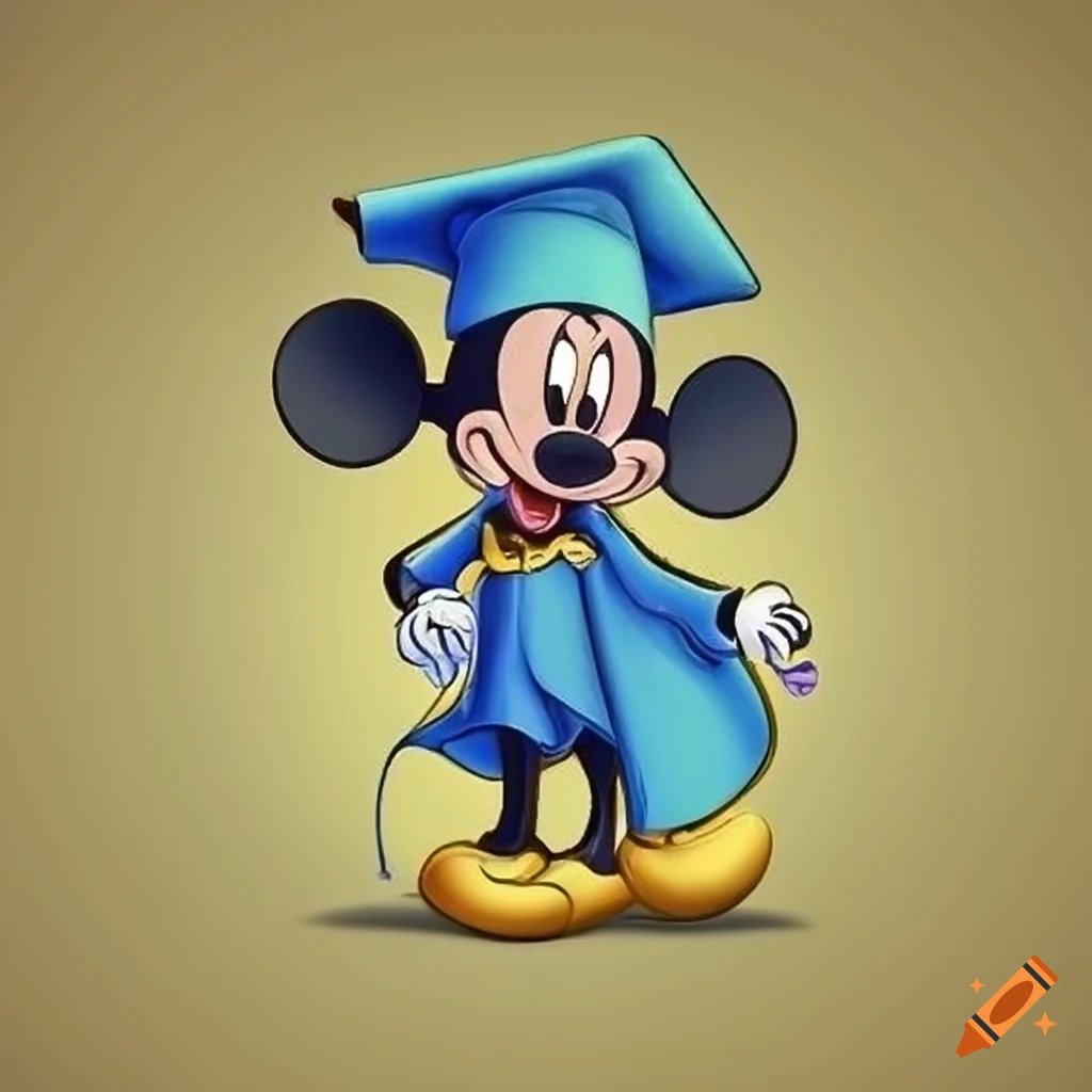 Mickey Mouse button design for Grad 2024 in light blue and golden ...