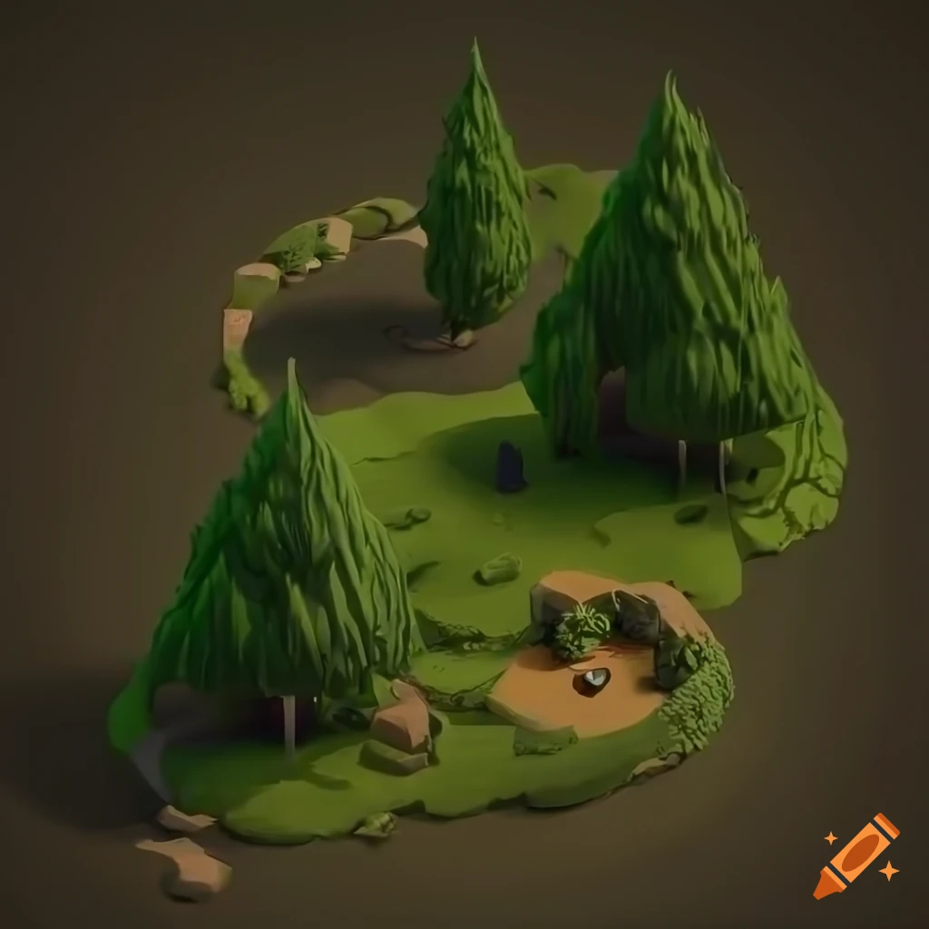 Isometric fantasy forest in high-fidelity style made in blender 3d on ...