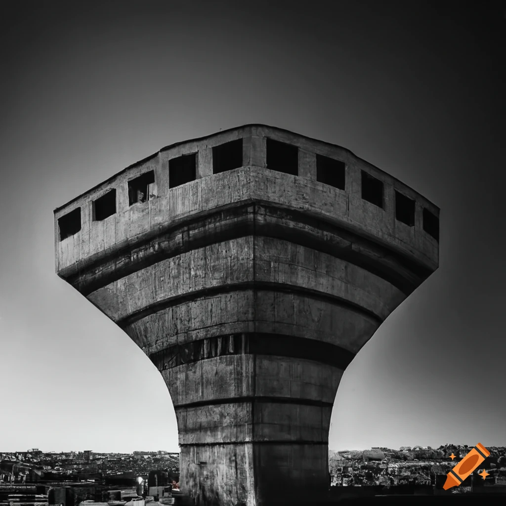 Brutalist Concrete Megastructure In Black And White Photography On Craiyon