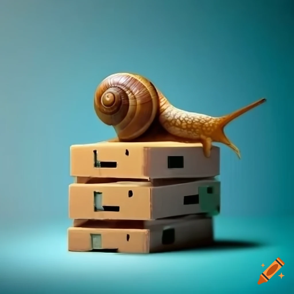 Buffed snail carrying boxes and household appliances on Craiyon