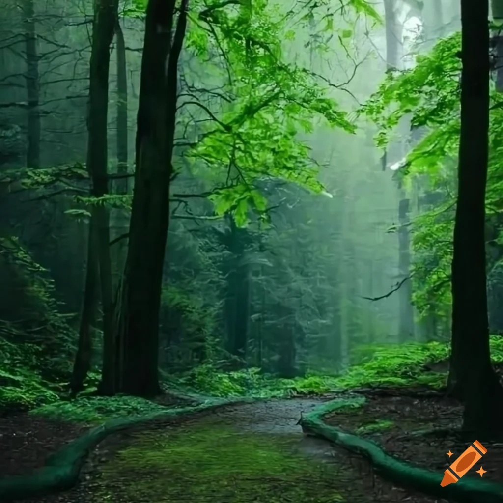 Deep rainy forest on Craiyon