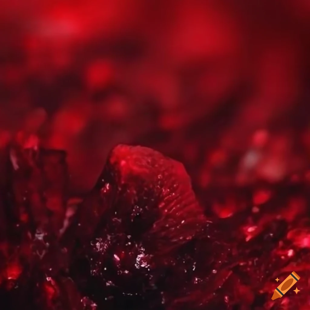 Deep crimson crystal emanating dark power with spiky growths on Craiyon