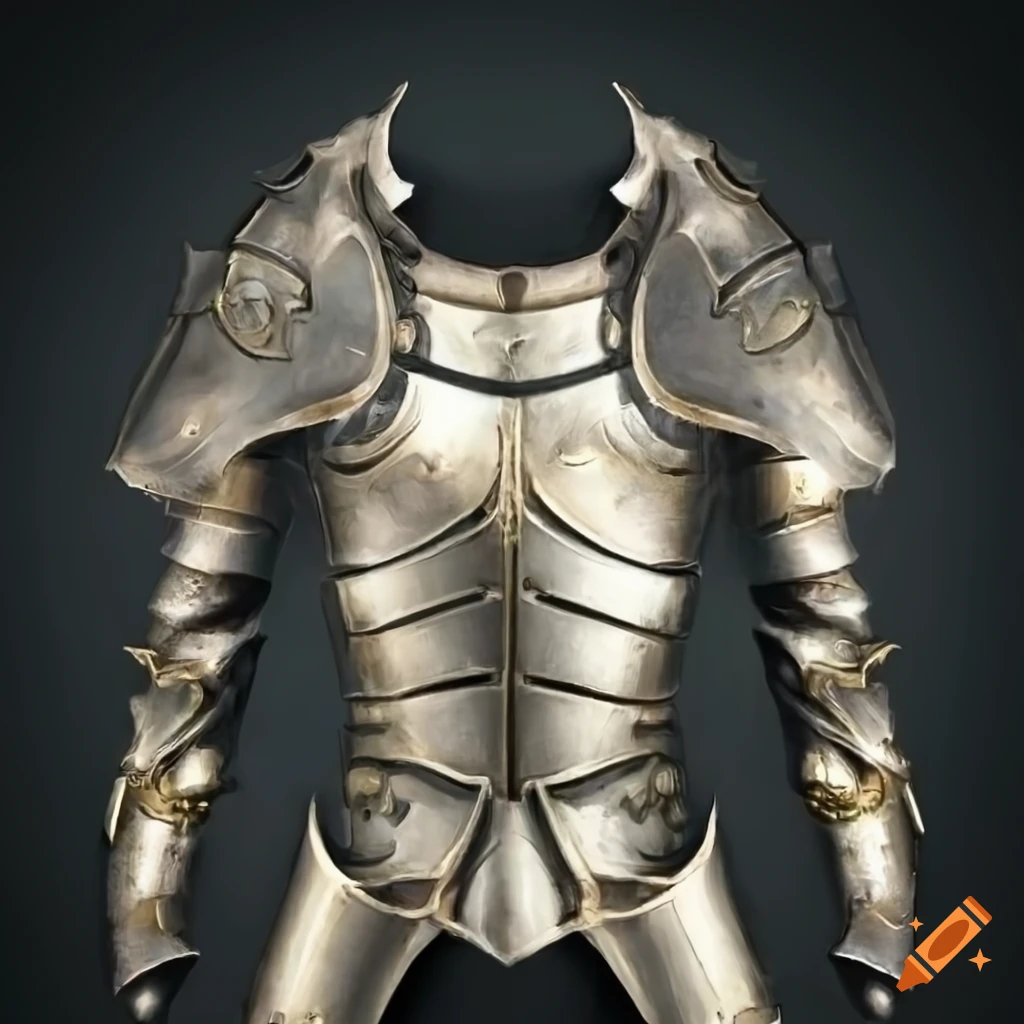 Shiny magic fantasy master armor made of steel from the front view on ...