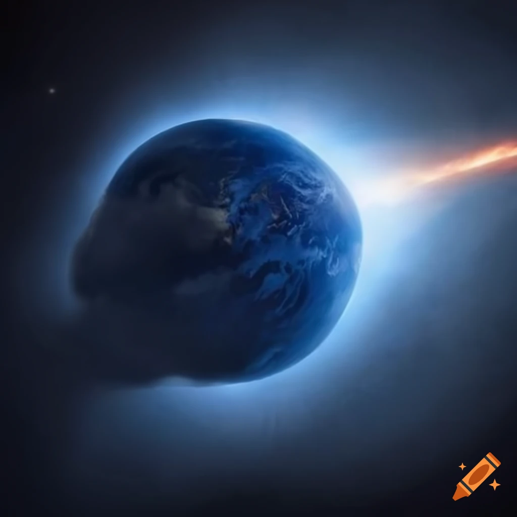 Earth with a large gash from a meteor impact on Craiyon