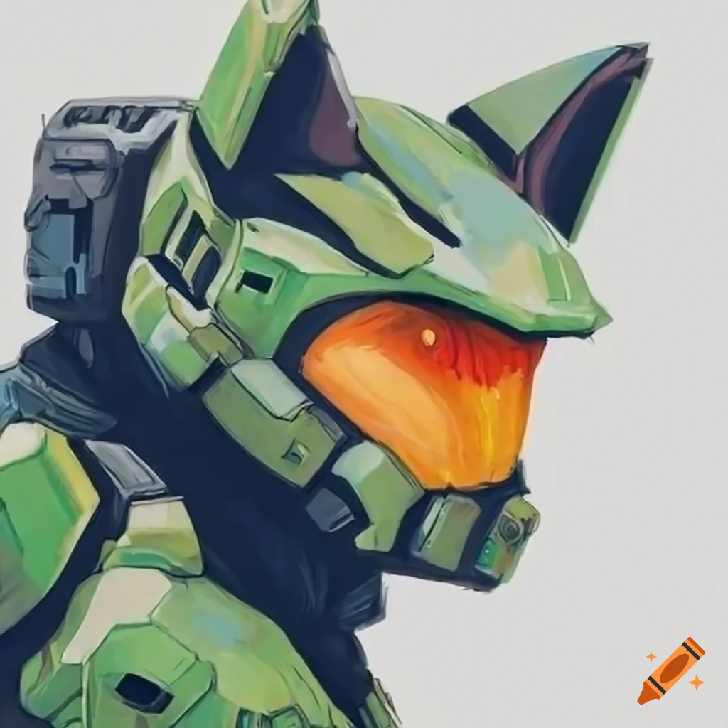 Cute fox wearing master chief halo armor on Craiyon