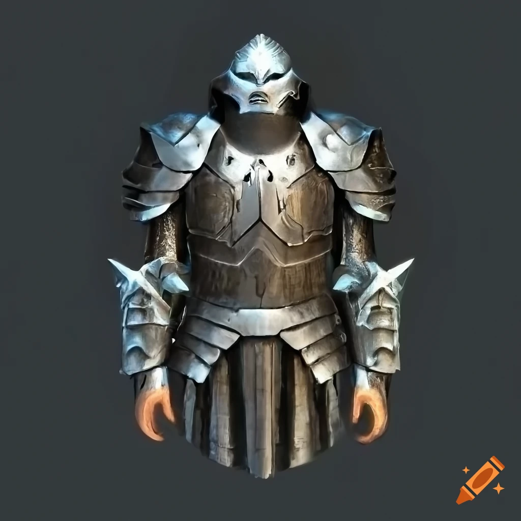 Mythic shiny steel fantasy master torso armor with symmetrical front view on Craiyon