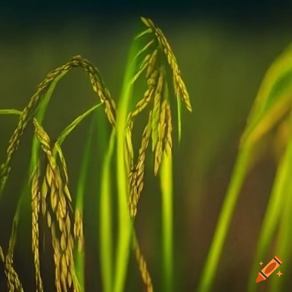 Blue glowing rice plant on Craiyon