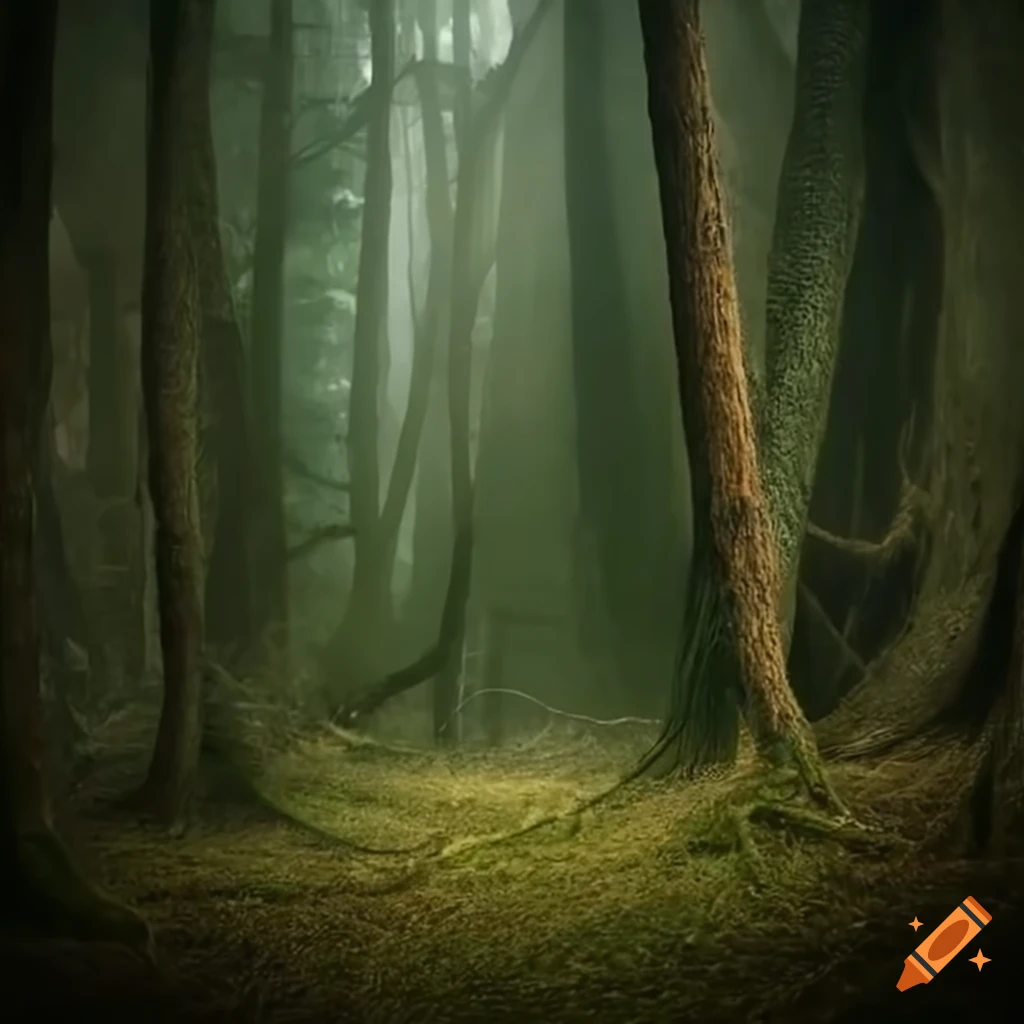 Alice exploring an enchanted Slavic forest with fantastical creatures ...