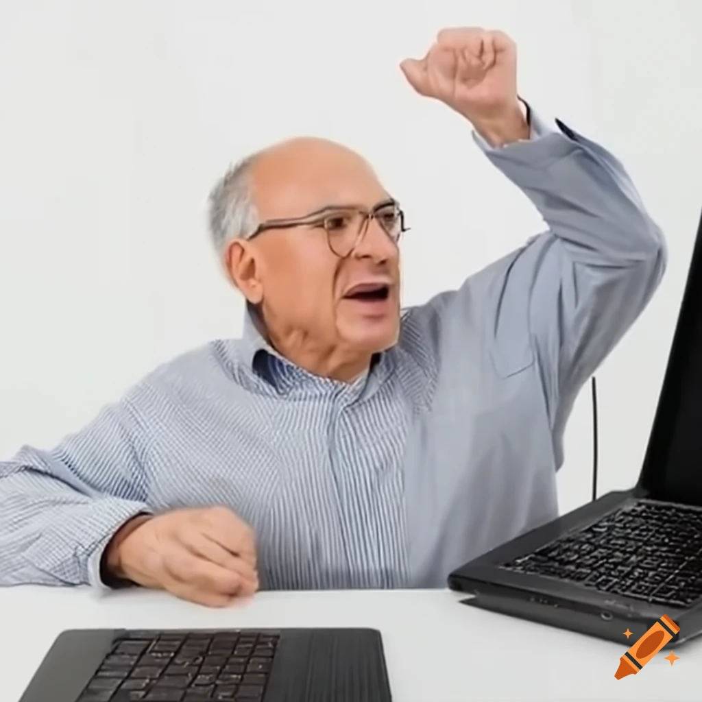 Elder businessmen fighting over a laptop computer on Craiyon