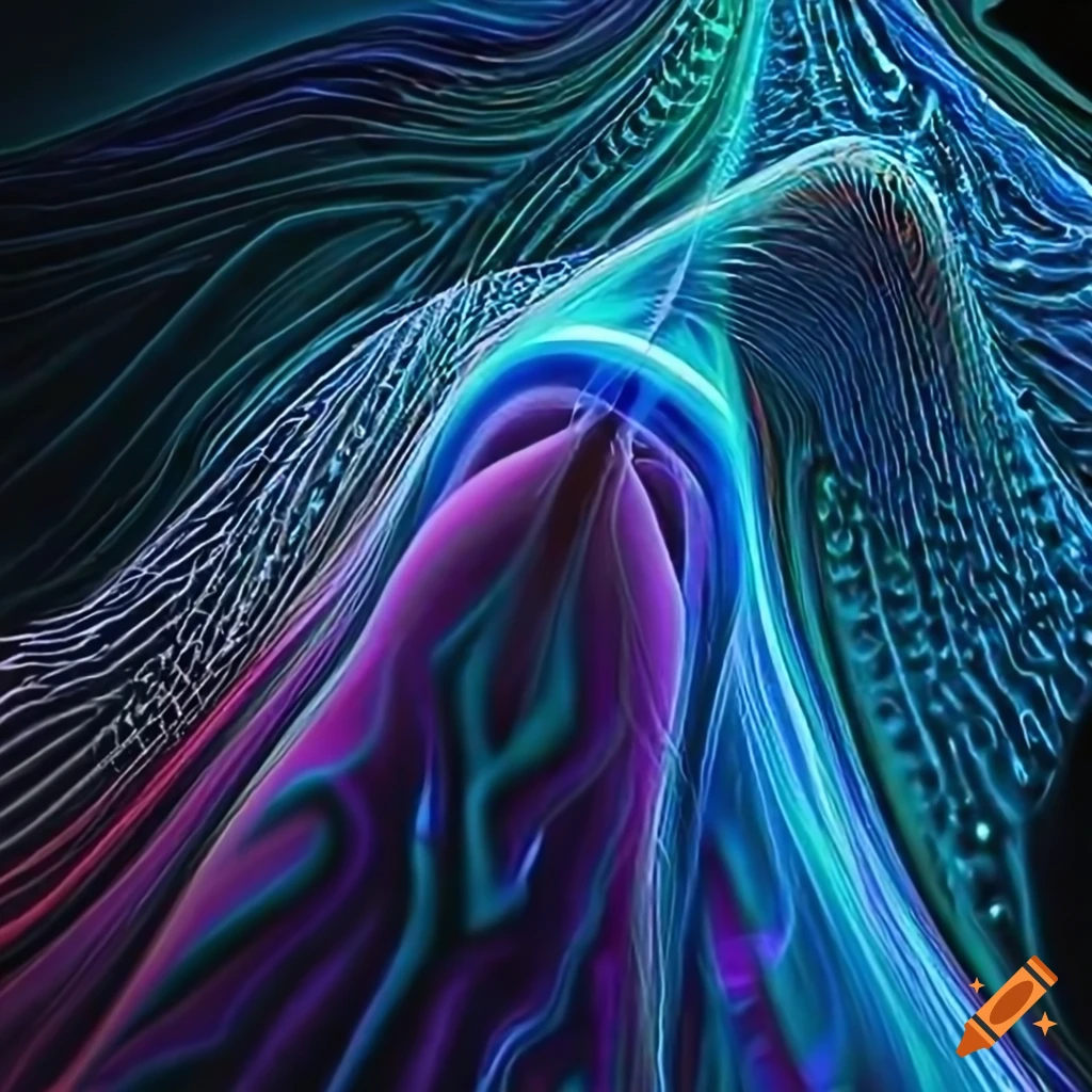 Abstract synthetic waves design on Craiyon