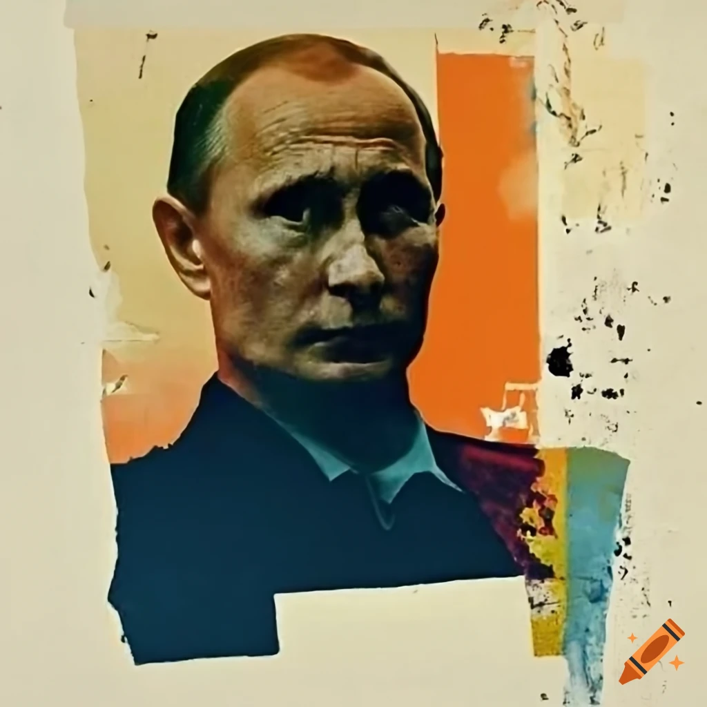 Lonely Vladimir Putin at the Kremlin in 1960s screen print collage art ...