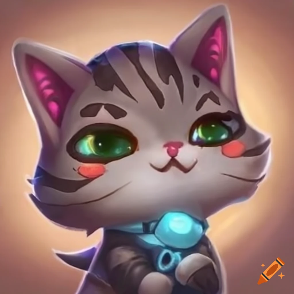 Cute cat named Glorp inspired by Yuumi from League of Legends on Craiyon